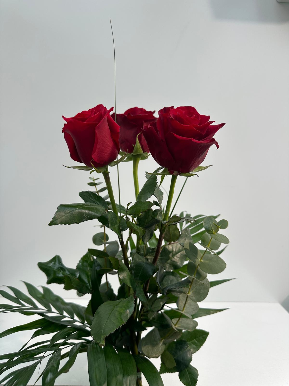 Bouquet de 3 Roses Rouge – Fleurs Agnès